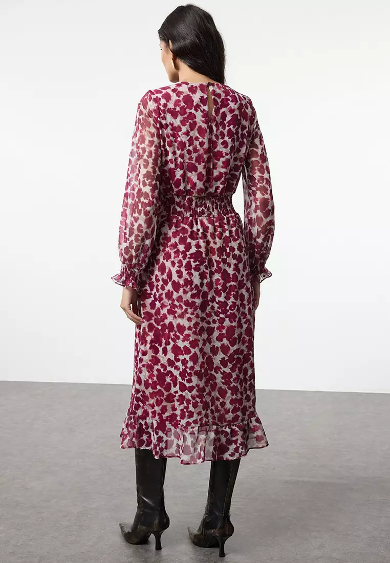 Buy Trendyol Chiffon Ruffle Midi Dress 2025 Online | ZALORA Philippines