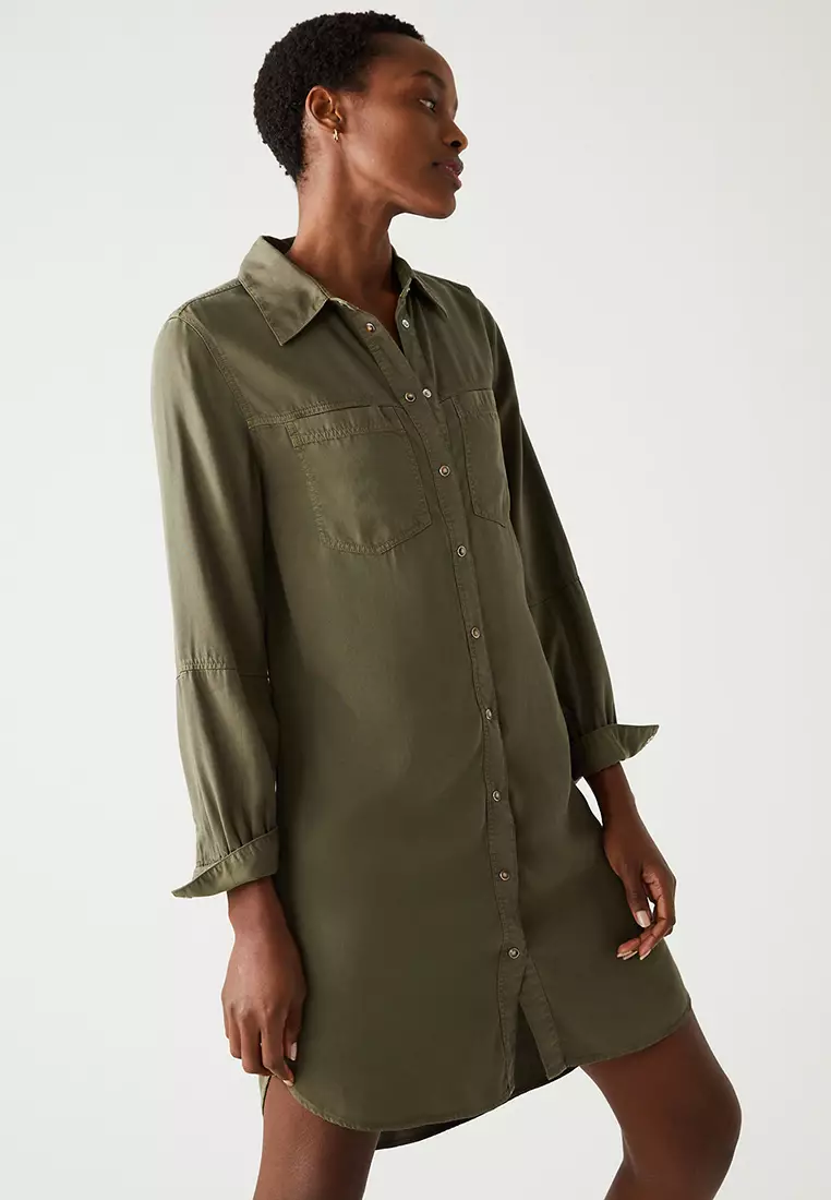 Jual Marks & Spencer Pure Tencel™ Knee Length Shirt Dress Original 2026 | ZALORA Indonesia