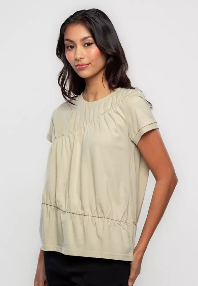 Buy Apple & Eve Shea Diagonal Shirred T-Shirt 2025 Online | ZALORA Philippines