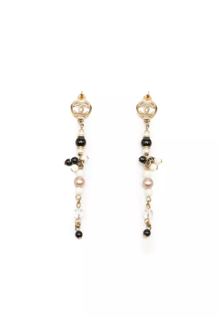 Buy Chanel Pre-Loved Chanel Gold Plated Cc Faux Pearl Beads Drop Push ...