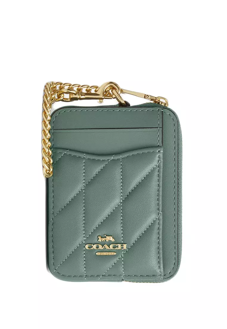 Buy Coach Zip Card Case With Quilting - Sage Turquoise 2026 Online | ZALORA