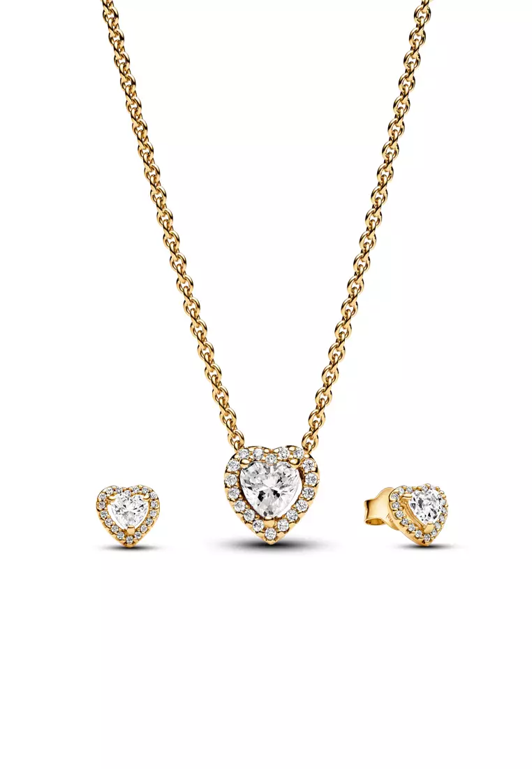 Buy Pandora Pandora Sparkling Elevated Heart Necklace Gift Set (45cm ...