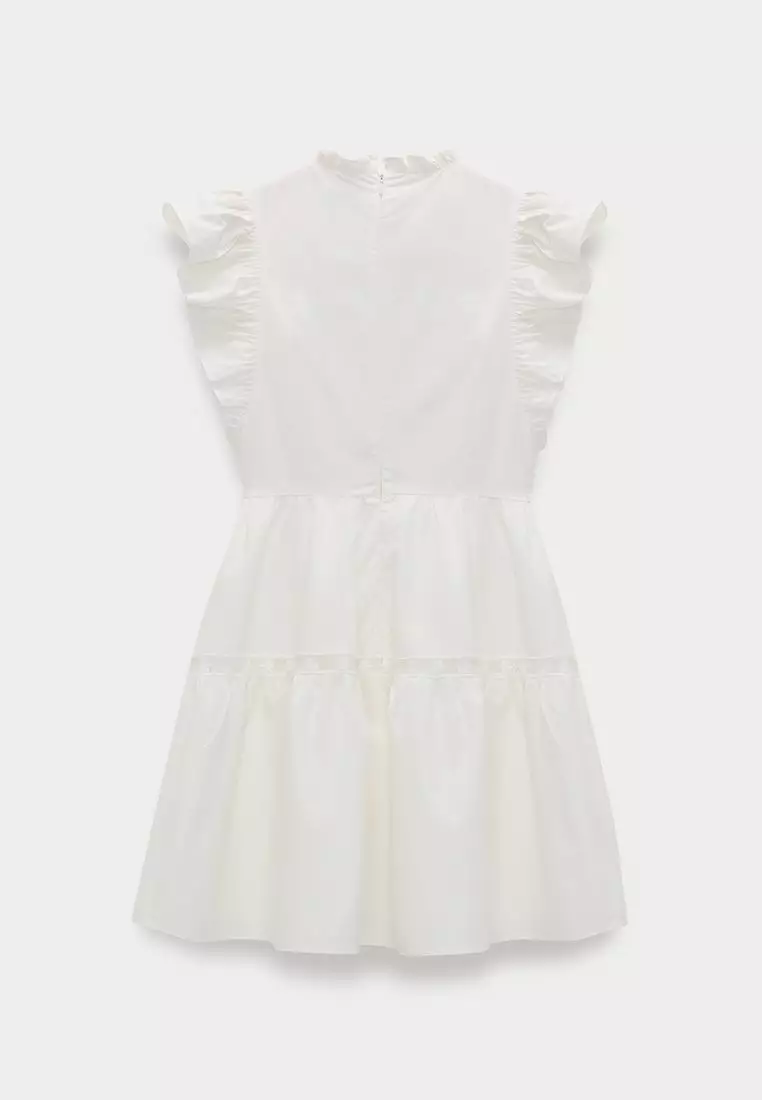 Buy Pomelo Ruffle Sleeve Pintuck Mini Dress - White 2026 Online | ZALORA