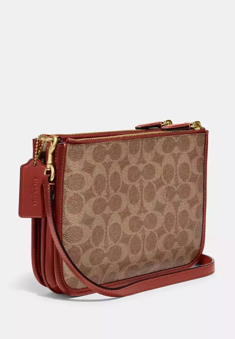 Jual Coach Coach Slim Turnlock Crossbody In Signature Canvas Tan Rust ...