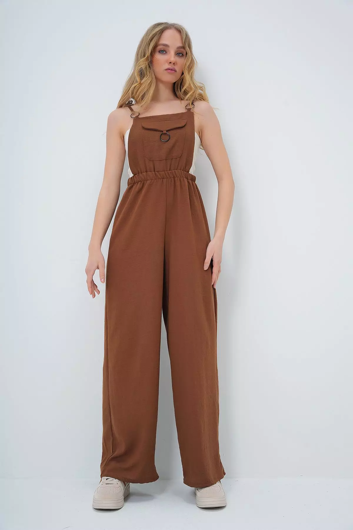 Buy Alacati Women's Bitter Coffee Front Pocket Suspender Ring Detail ...