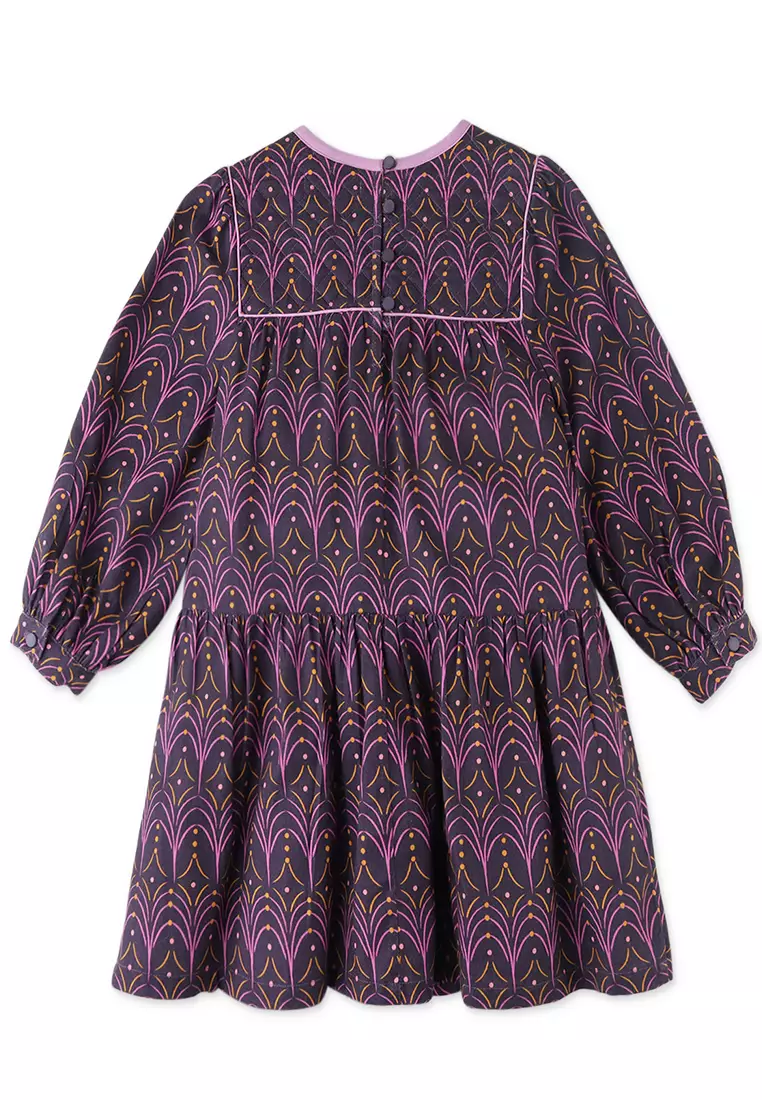 Buy Gingersnaps Girls Wadded Yoke Printed Dress With Contrast Trimmings ...