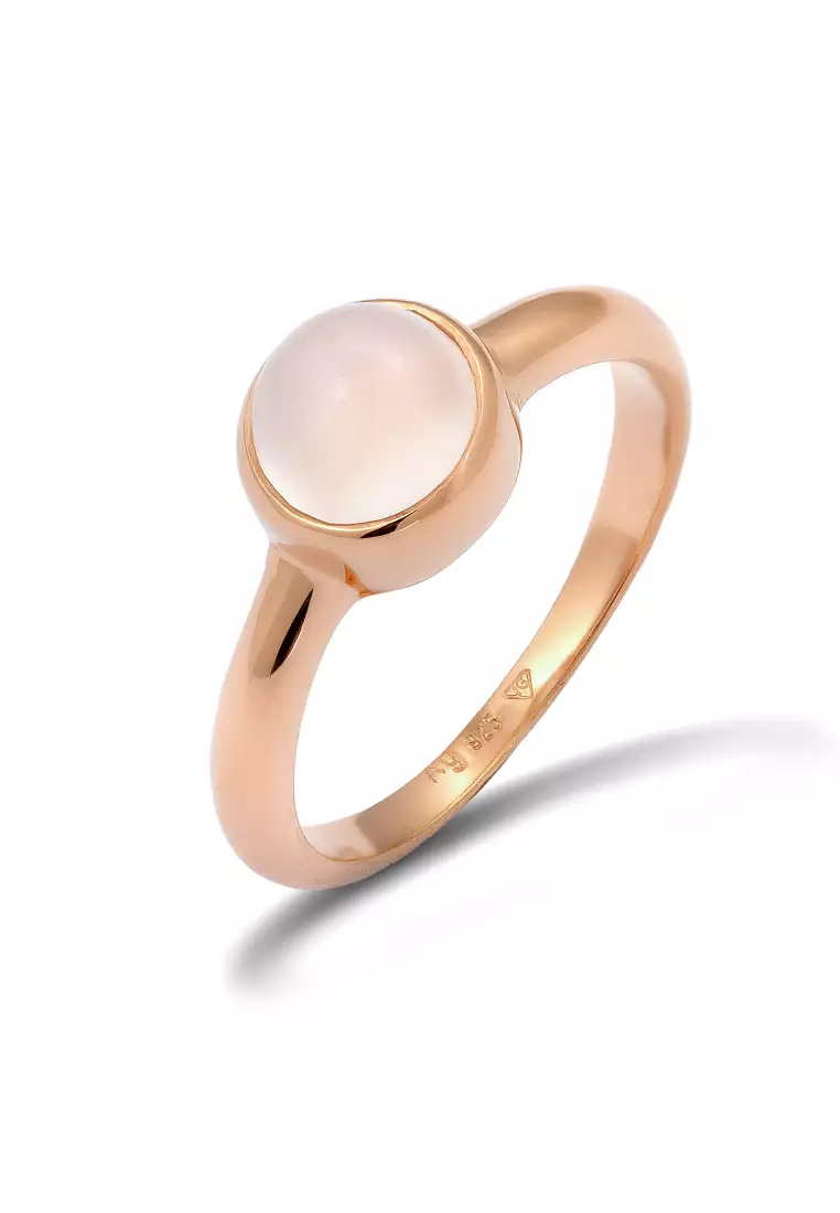 Buy ELLI GERMANY Moonstone Circle Solitaire Ring – Rose Gold-Plated ...