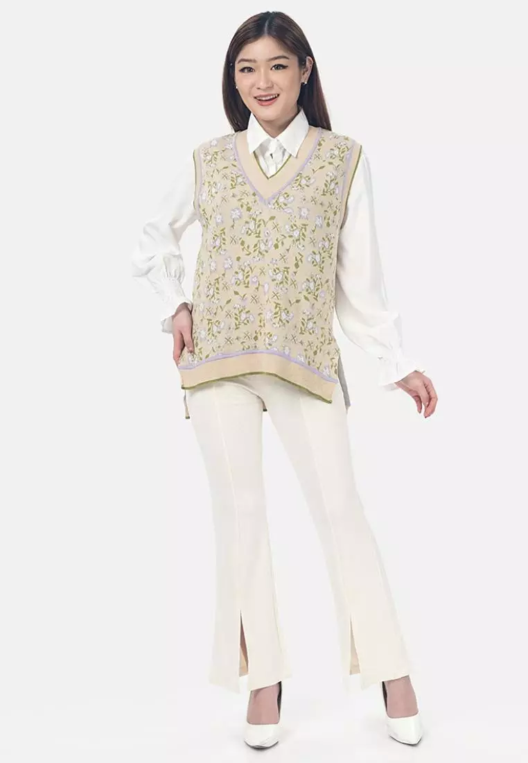 Jual MKY CLOTHING Celosia Flower Knit Vest in Lillac Original 2024 | ZALORA Indonesia