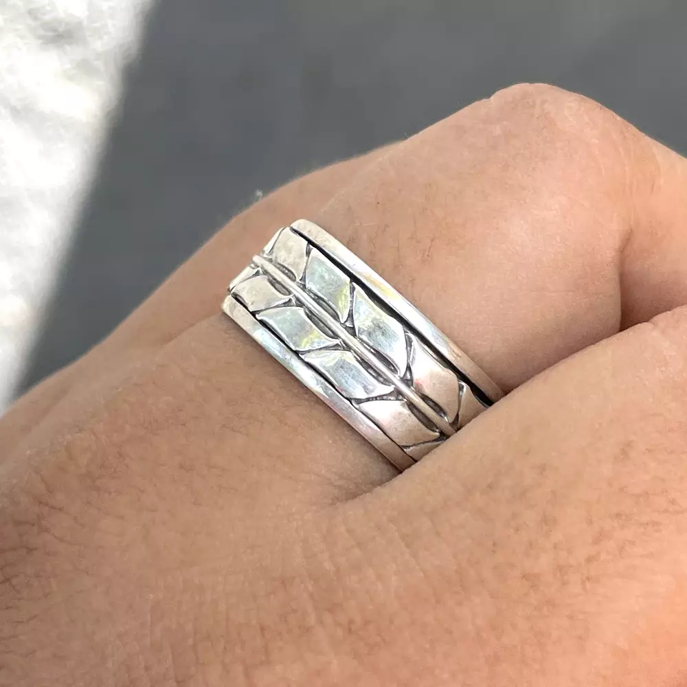 Jual Kusuma Silver Cincin Ring Perak Silver Bali Putar Spinning Daun ...