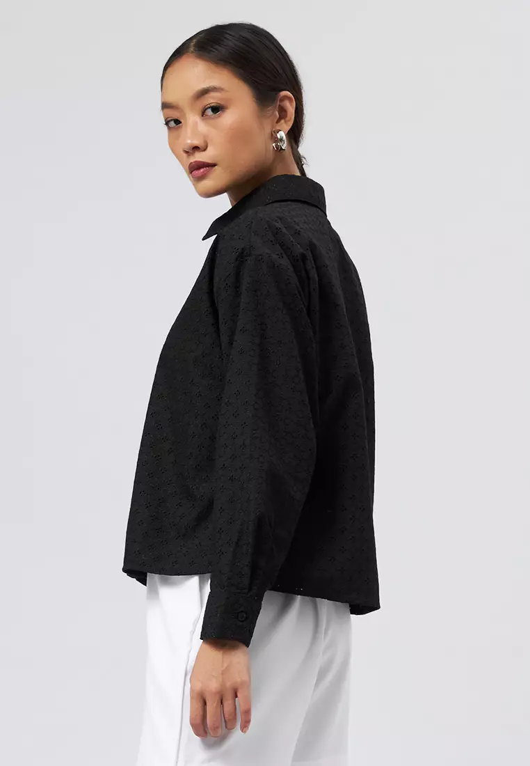 Jual Executive Long Sleeve Eyelet Blouse Original 2025 | ZALORA Indonesia