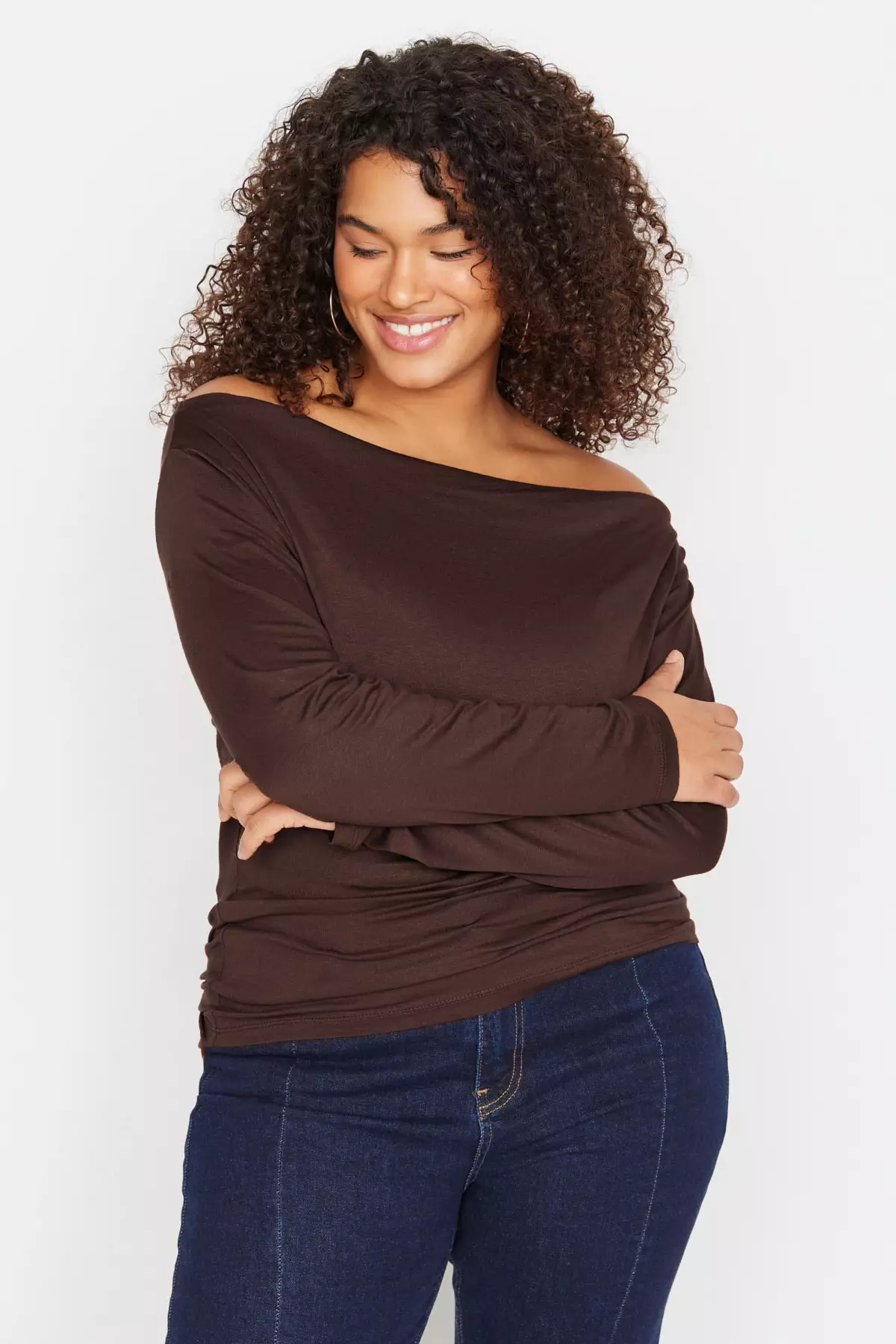 Buy Trendyol Plus Size Off Shoulder Blouse 2025 Online | ZALORA