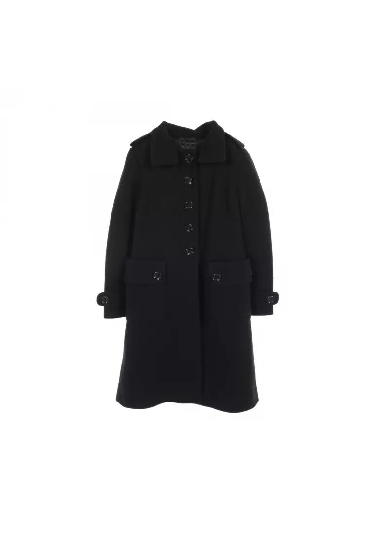 Buy Burberry London Pre-Loved Burberry London coat wool cashmere black ...