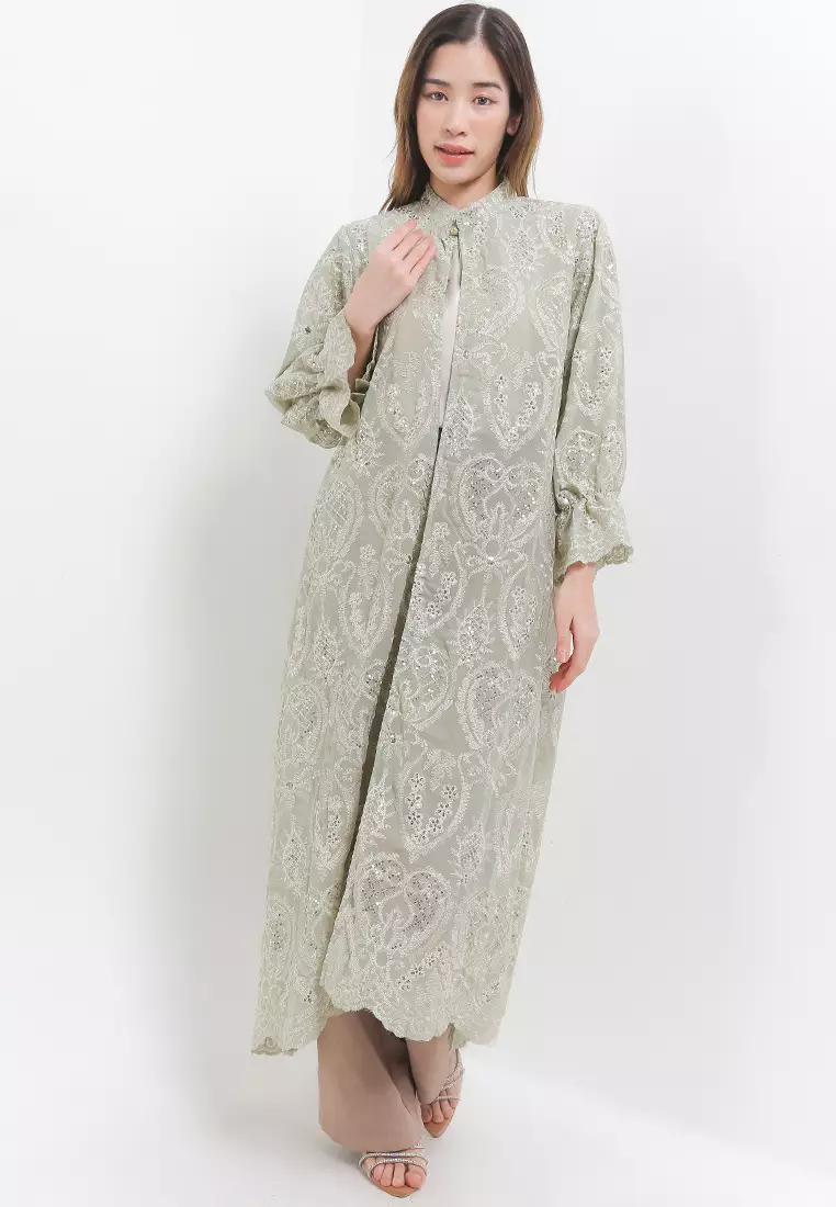 Jual Chic Simple Mandarin Collar Seq Full Emb Chiffon Outer Original 2025 | ZALORA Indonesia