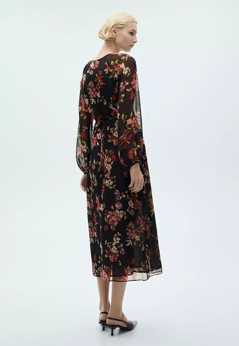 Buy Mango Floral Puff-Sleeves Dress 2025 Online | ZALORA
