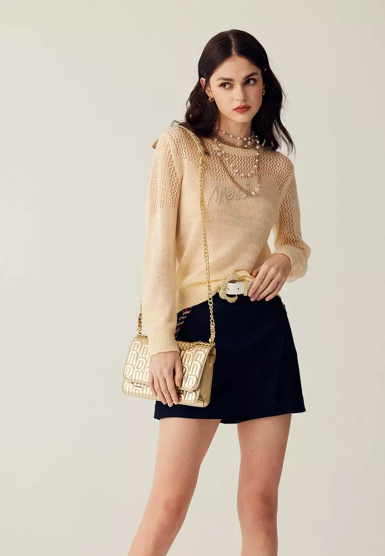 Buy iROO Beaded Slogan Knit Top 2026 Online | ZALORA