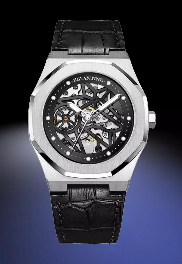 EGLANTINE Vulcania Automatic Steel Watch on Leather Strap 2026 | Buy ...