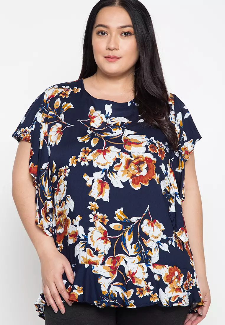 Buy Maxine Plus Size Floral Butterfly Sleeves Blouse 2025 Online ...