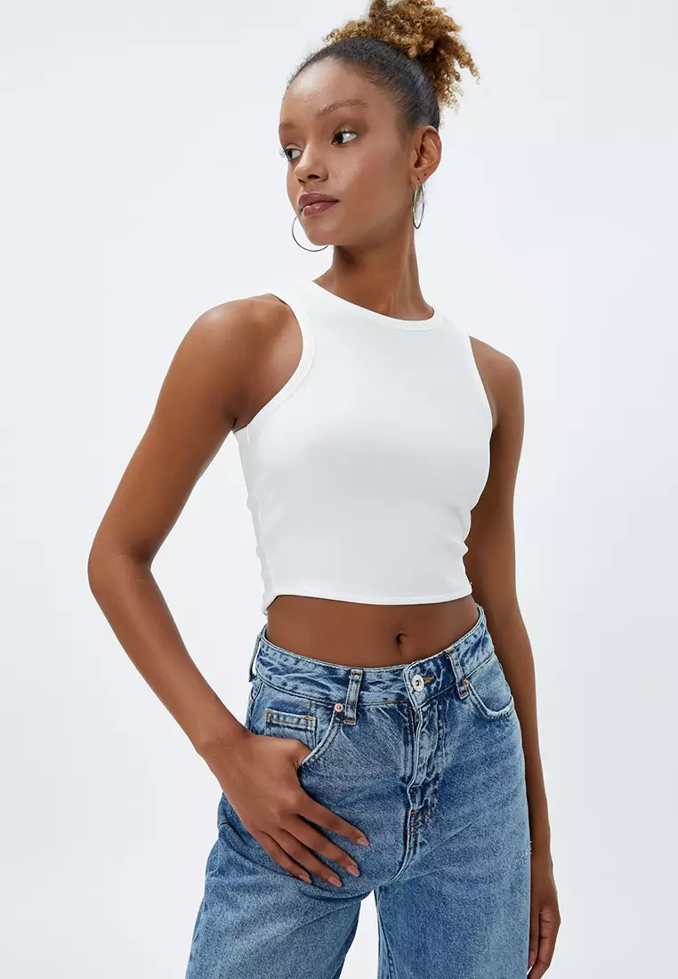 Jual KOTON Basic Crop Tank Top Round Neck Ribbed Original 2025 | ZALORA ...