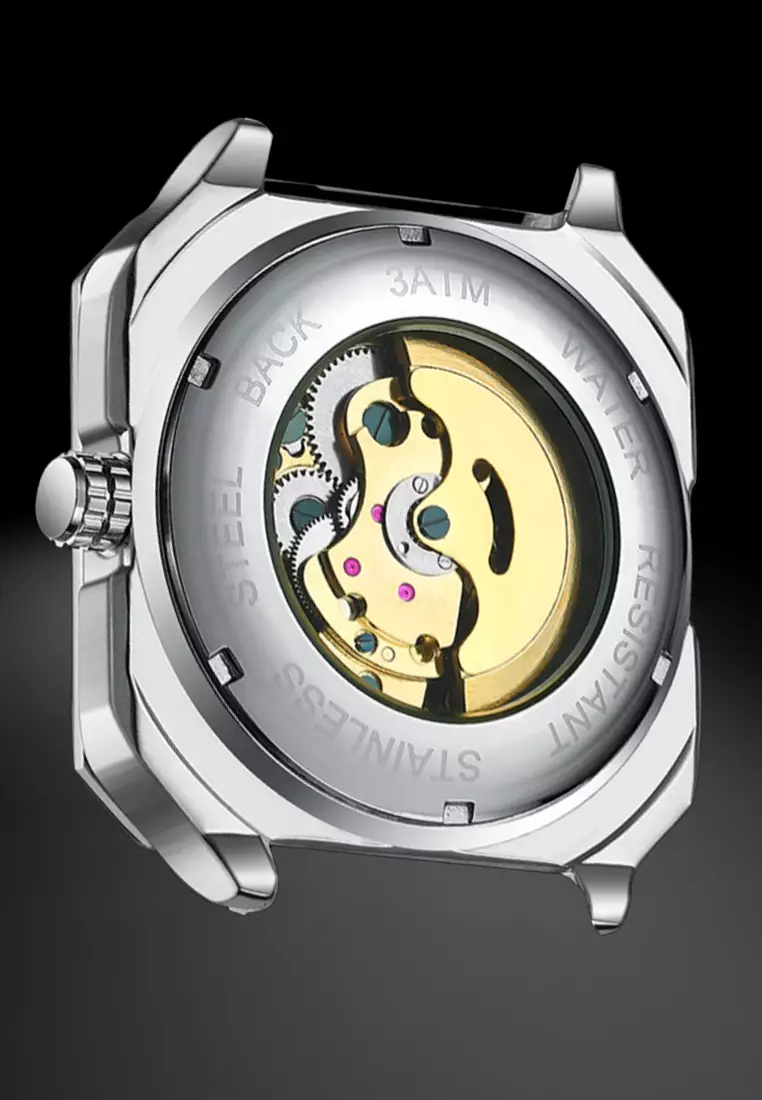 Buy EGLANTINE Volcano Automatic Steel Watch with White Rubber Strap ...