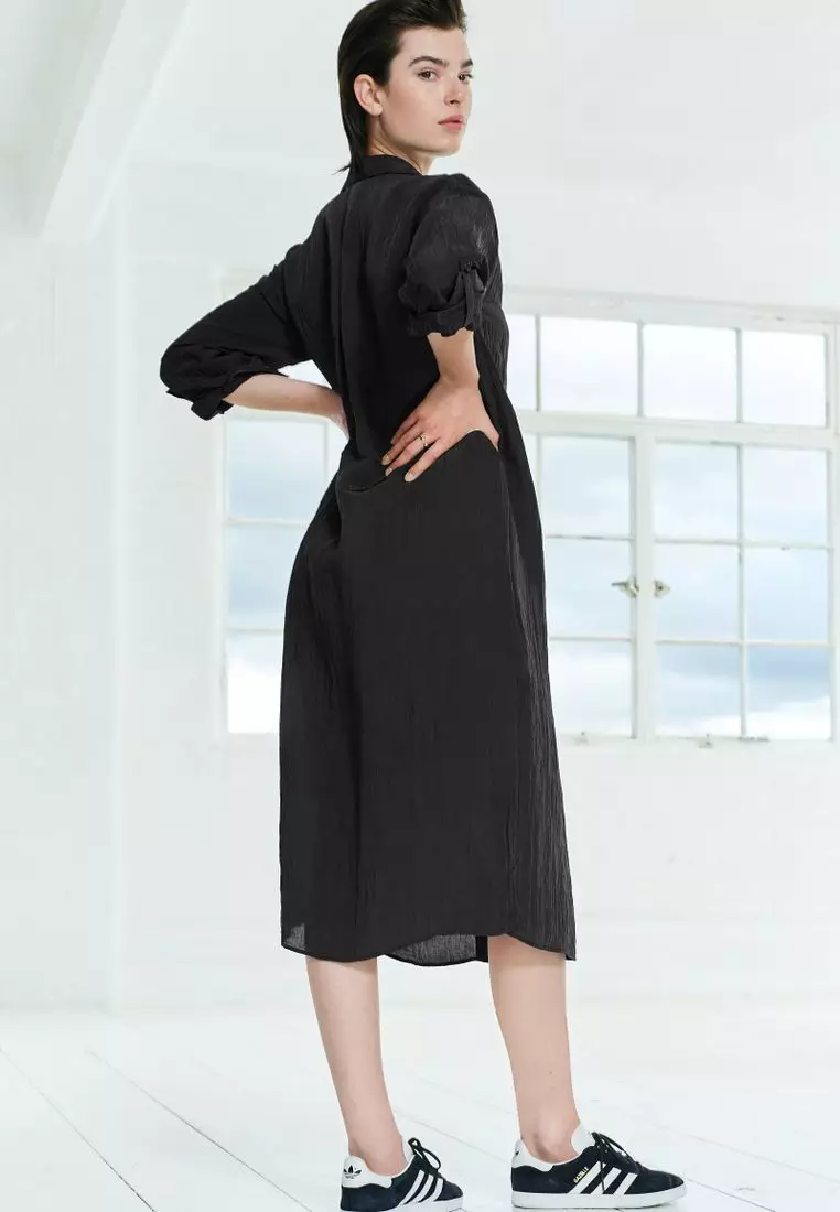 Buy NEXT Tie Front Long Sleeve Textured Utility Shirt Dress 2026 Online ...
