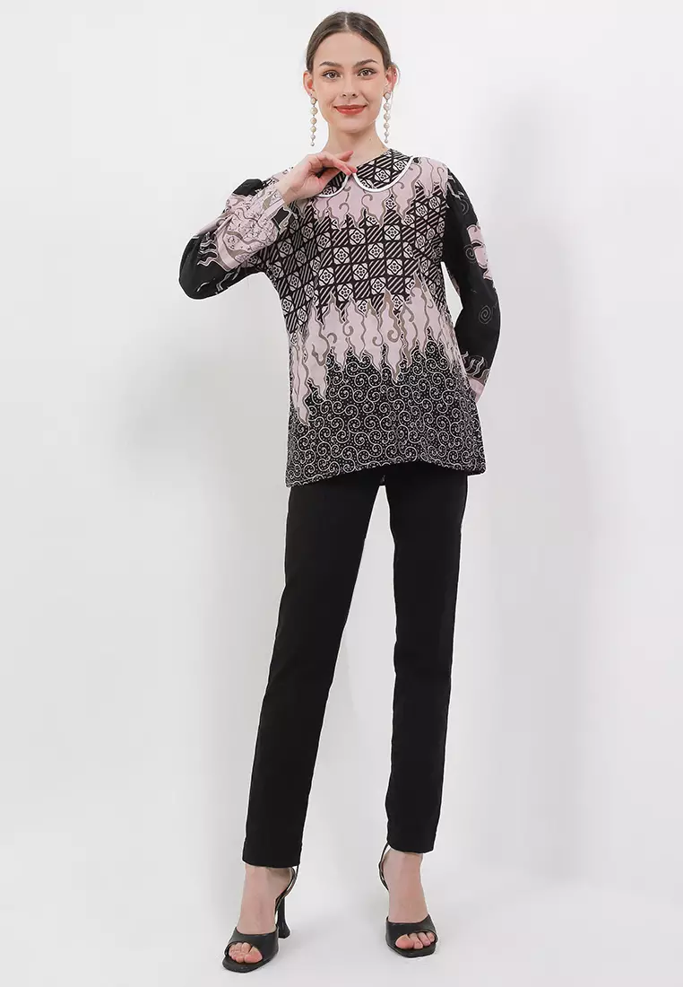 Jual Elshanum Batik Seroja Blouse Batik Premium Wanita Casual Modern ...