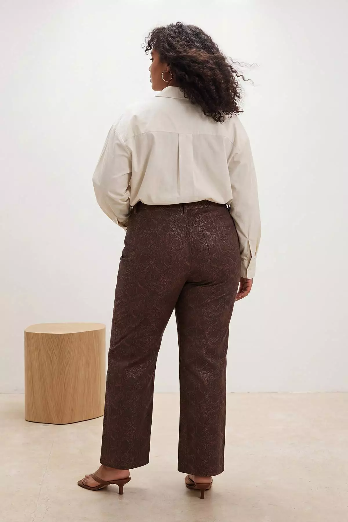 Buy Trendyol Brown Snake Pattern High Waist 100% Cotton Non-Stretch ...
