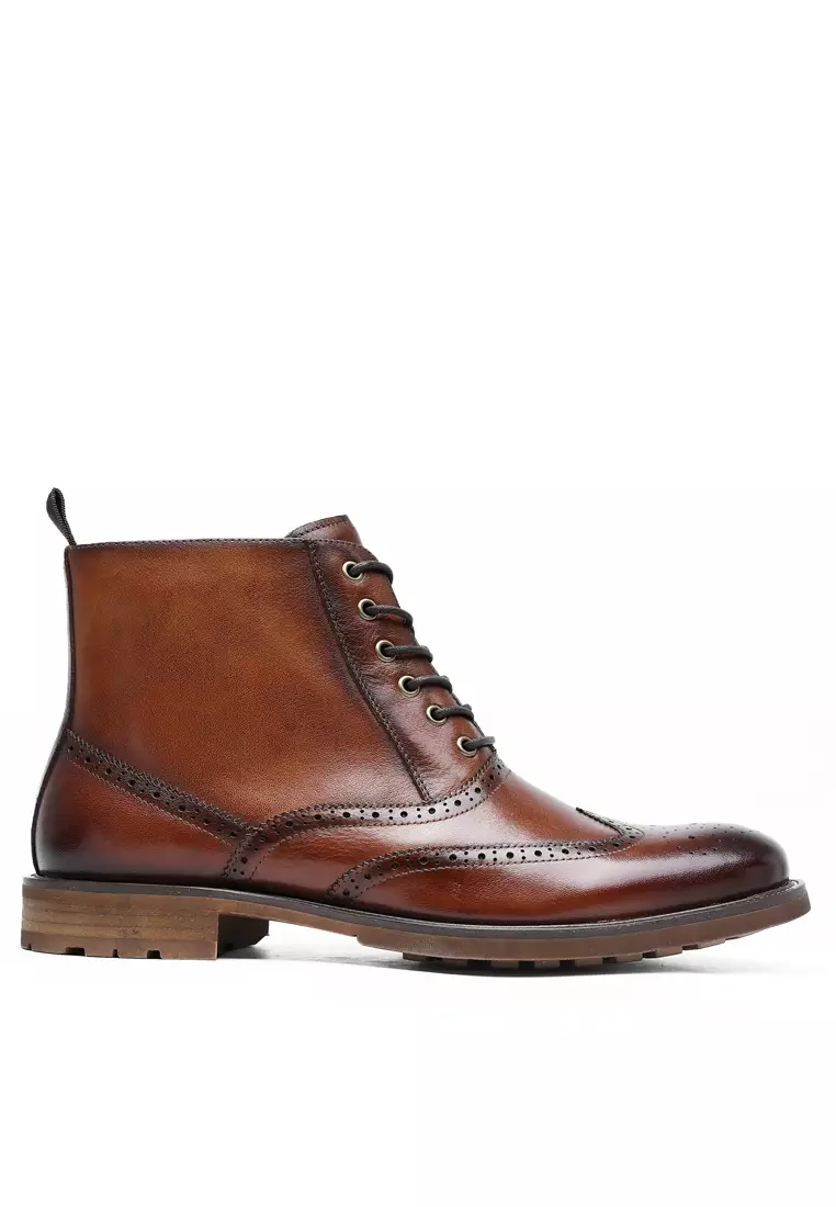Buy hk-ehunter Rye leather brogue boots 2025 Online | ZALORA