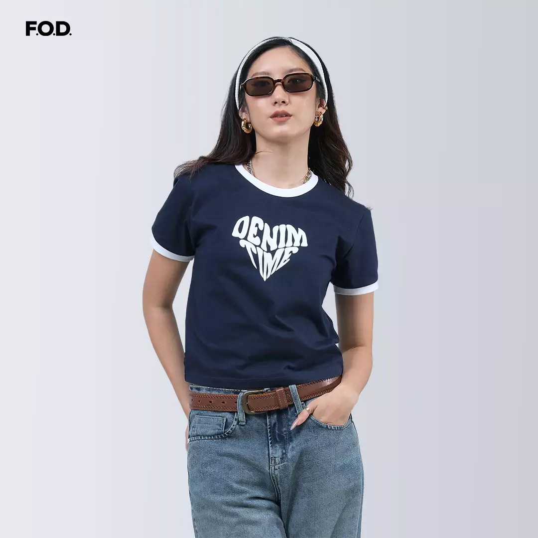 Jual FOD Kaos Wanita Denim Time Navy Original 2025 | ZALORA Indonesia