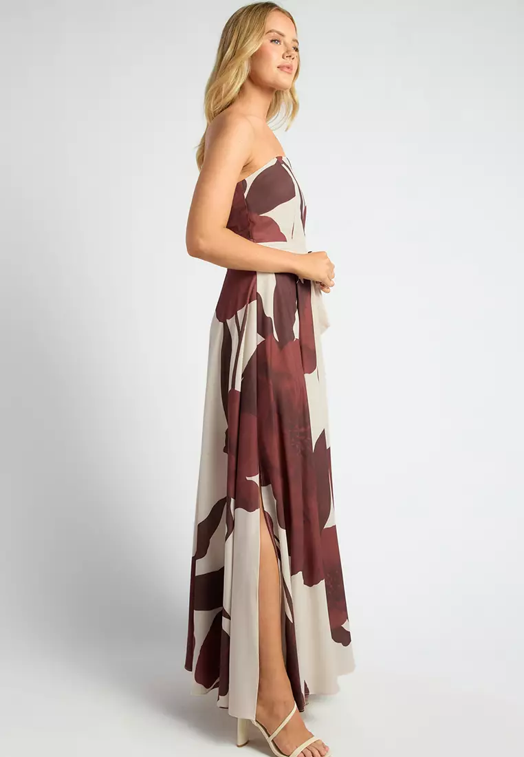 Buy Style State Floral Strapless Maxi Dress With Waist Tie 2026 Online ...