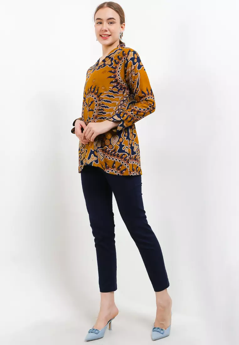 Jual Batik Mayung Blouse Batik Galunggung Kuning Premium Slimfit ...