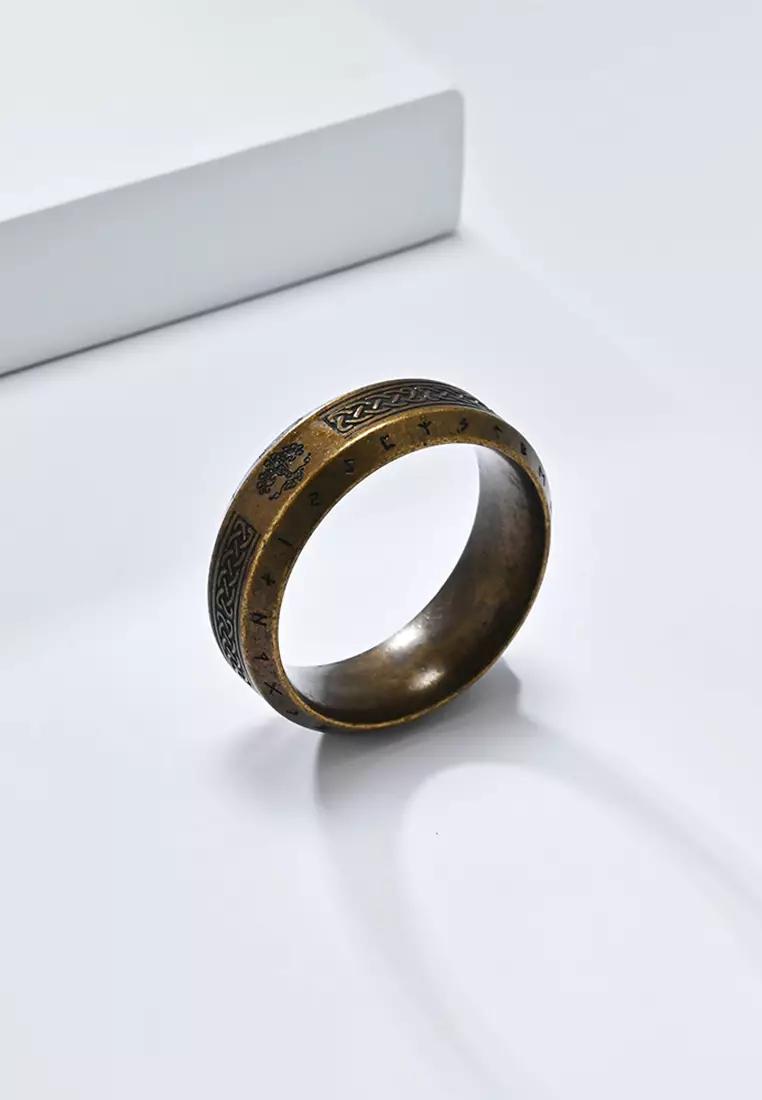 HAPPY FRIDAYS Titanium Steel Tree of Life Runes Ring JW QF-JZ978 2025 ...