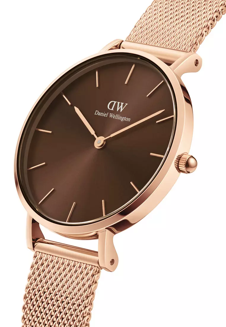 Buy Daniel Wellington Petite Amber 32mm Watch Brown sunray dial Mesh ...