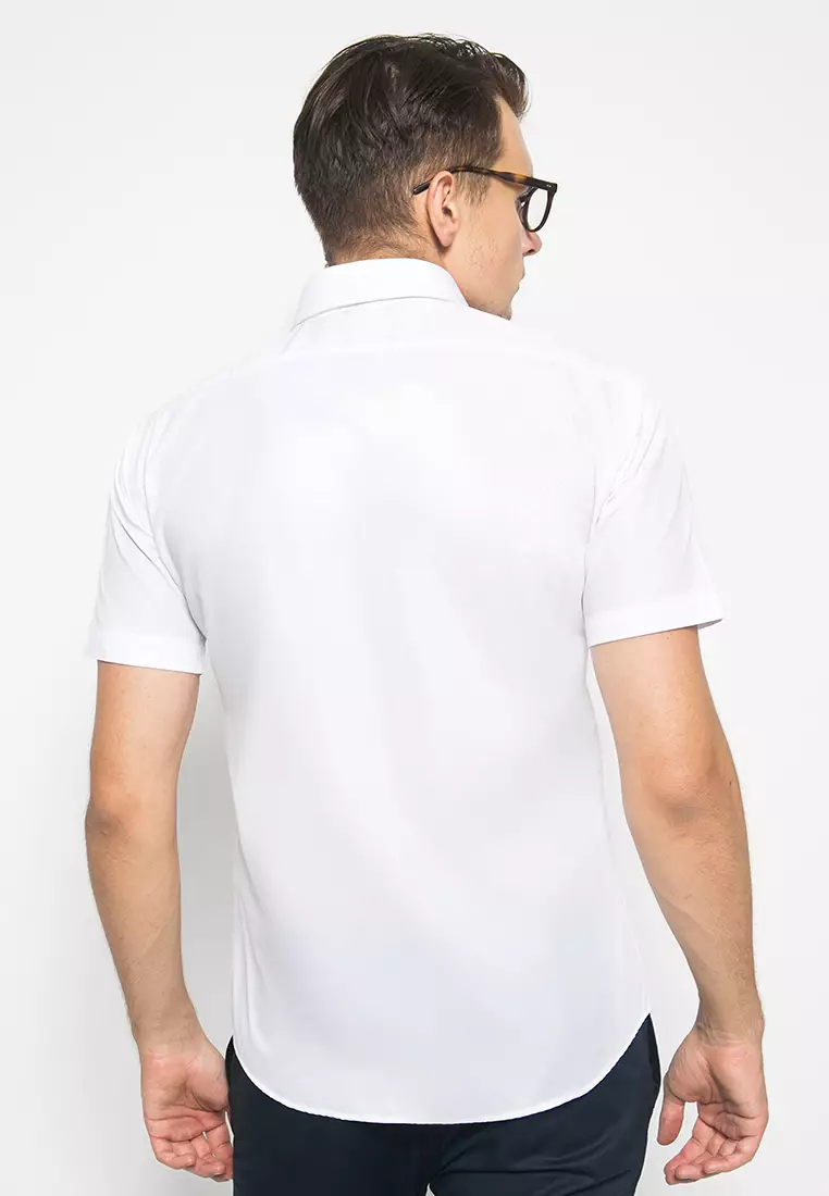 Jual Alisan Alisan Kemeja Polos Slimfit Lengan Pendek Putih Original ...