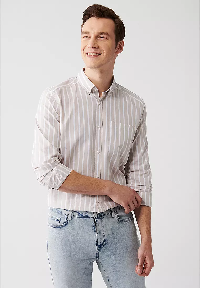 Buy Avva Cotton Stripe Pocket Shirt 2025 Online | ZALORA