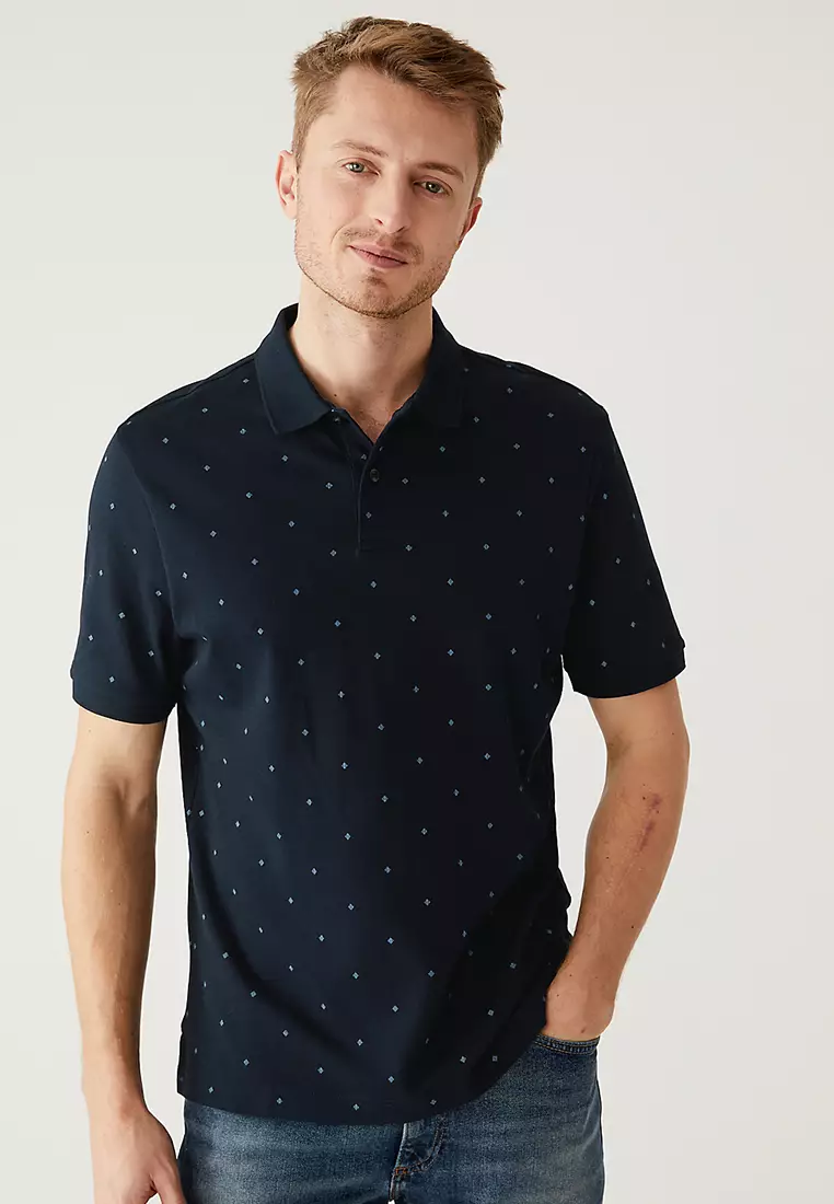 Jual Marks & Spencer Pure Cotton Geometric Polo Shirt Original 2026 ...