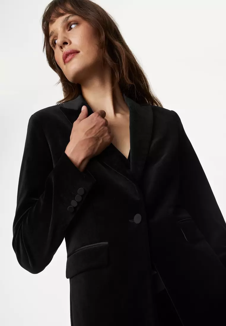 Buy MARKS & SPENCER Cotton Rich Velvet Tailored Blazer 2025 Online | ZALORA Philippines