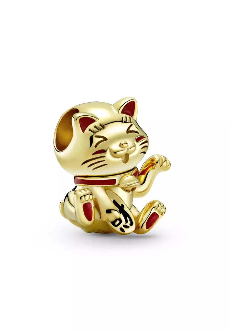 Buy PANDORA Pandora 14K Gold-Plated Cute Fortune Cat Charm Online ...