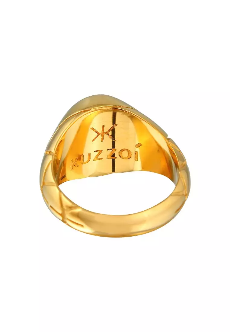 Buy Kuzzoi Men's Silver Navy Enamel Dome Signet Ring – Gold-Plated 2026 ...