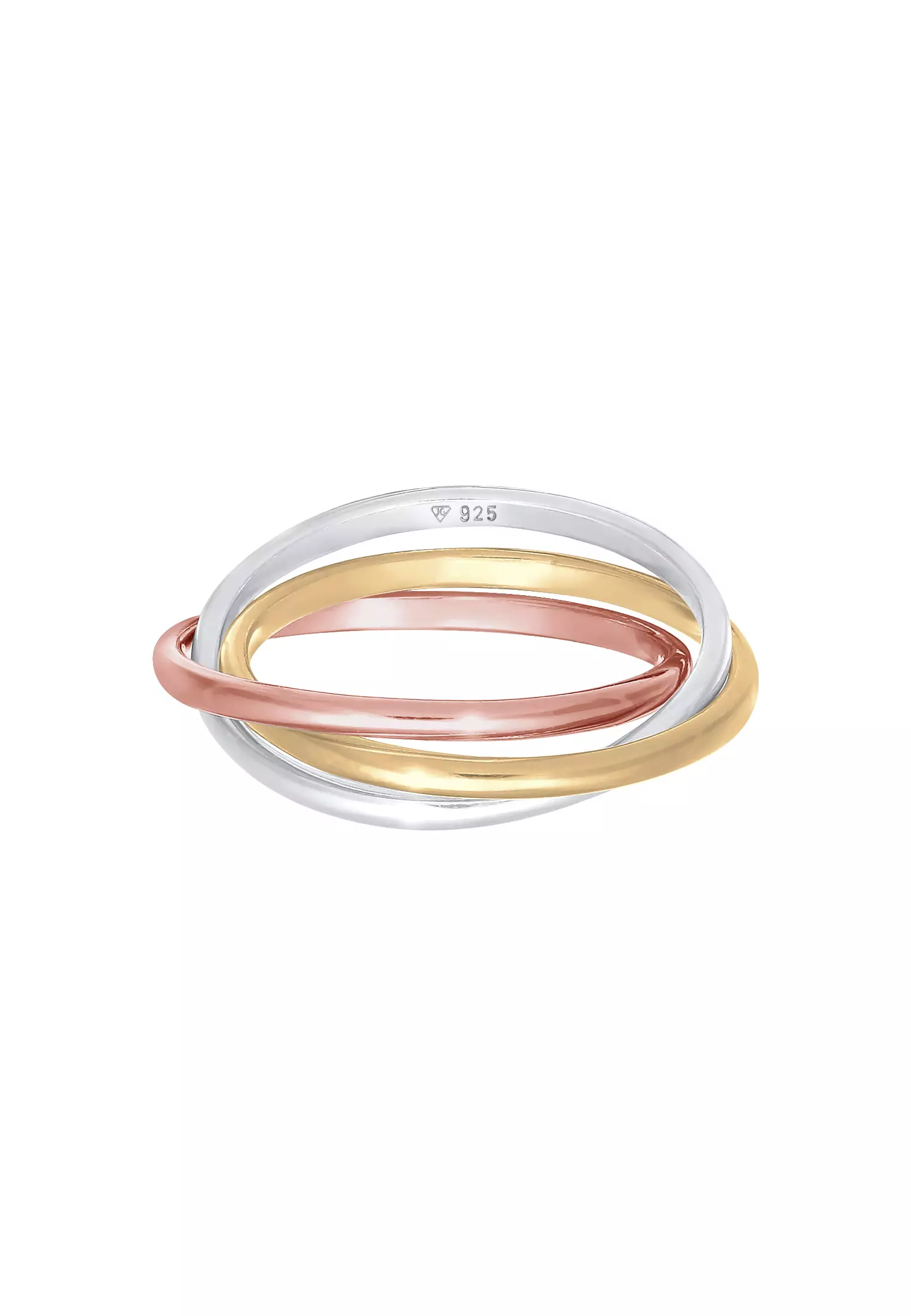 Buy ELLI GERMANY Ring Wrap Trini Look Basic Minimal Trend Tri-Colour in Rosegold Plated Online ...