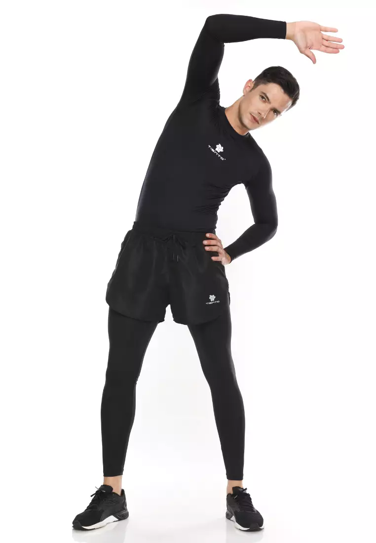 Jual Tiento Tiento Celana Running Legging Pants 2in1 Sporty Black ...