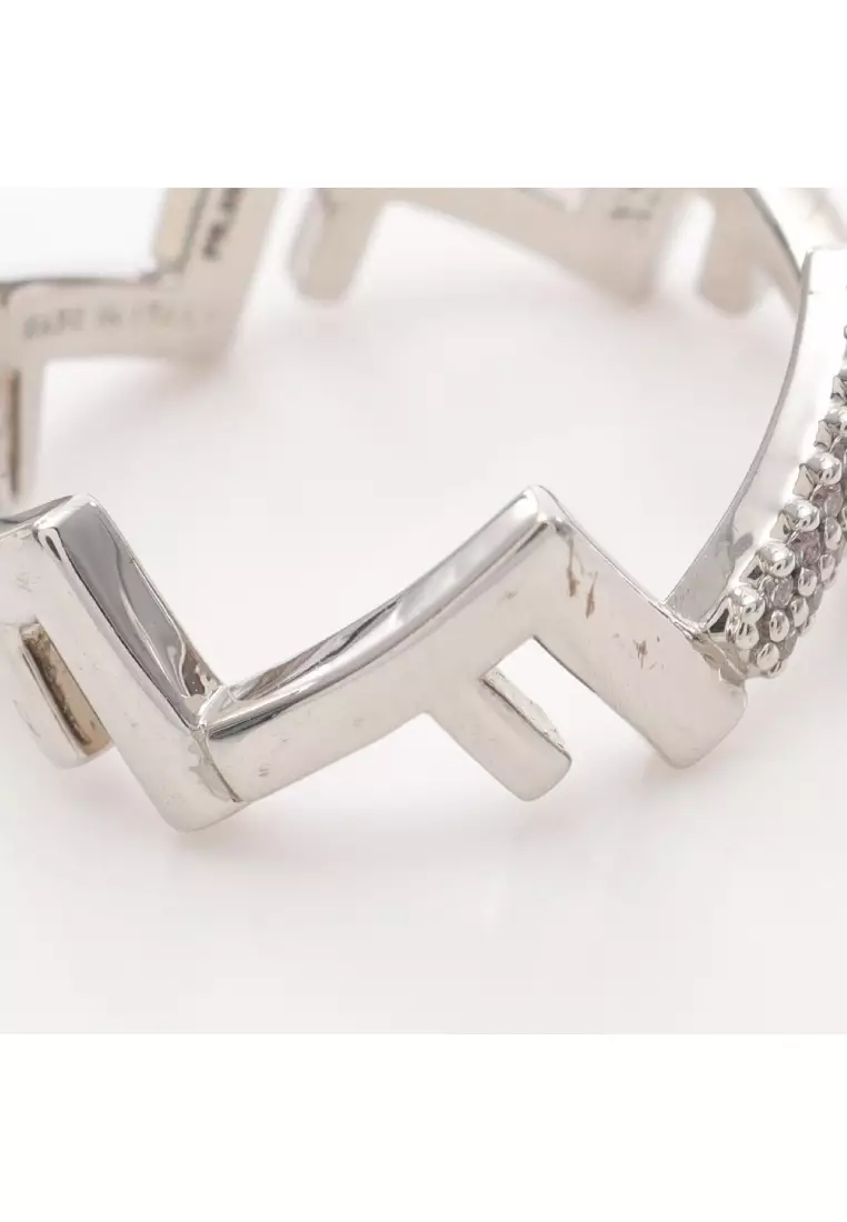 Buy Fendi Pre-Loved Fendi Five Rings ring ring Rhinestone Silver clear ...