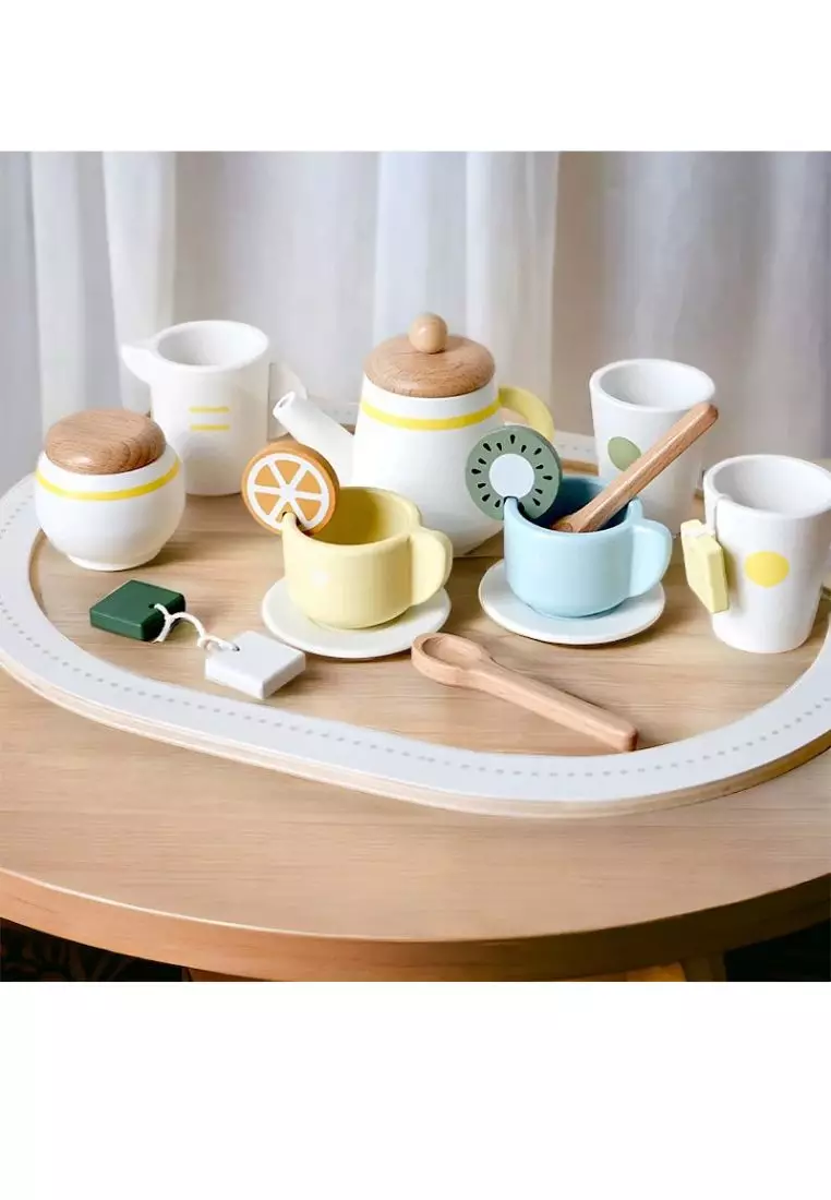 Buy Stitches & Tweed Wooden Play Pretend Complete Afternoon Tea Set ...