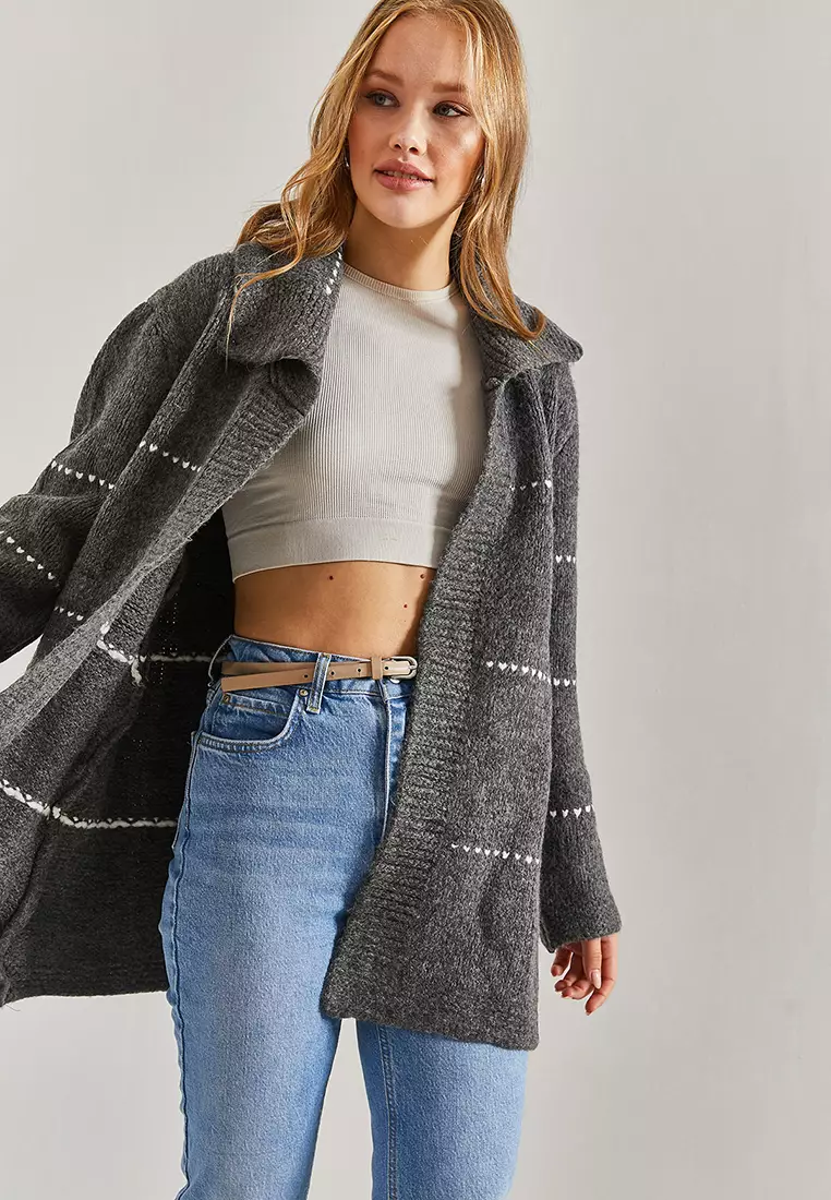 Jual Bianco Lucci Striped Thick Knit Cardigan Original 2025 | ZALORA Indonesia