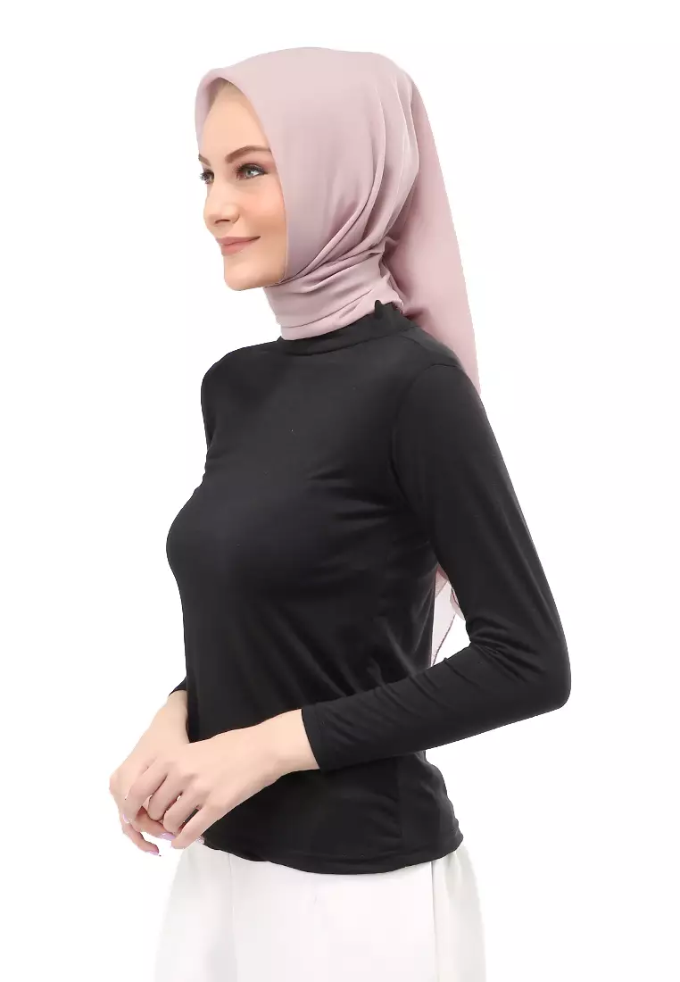 Jual Evernoon Sabrina Manset Kaos Muslimah Atasan Wanita Long Sleeve Polos Relaxed Fit - Hitam ...