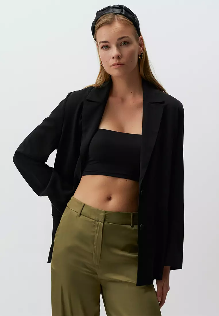 Buy Jimmy Key Jimmy Key Black Long Sleeve Open Collar Jacket Online ...