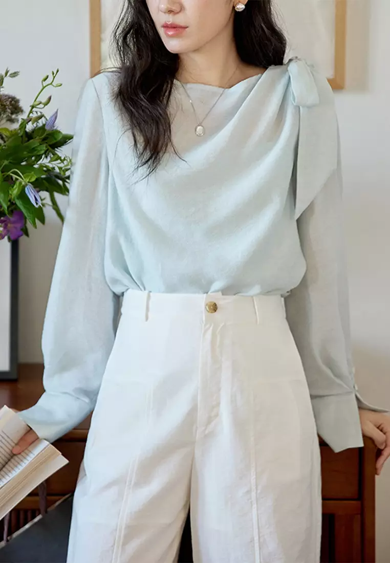 Buy Sunnydaysweety Autumn French Blue Retro Style Top CA25091520BL 2026 ...