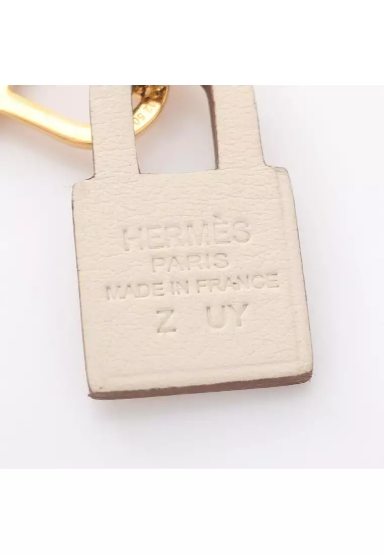 Buy Hermès Pre-Loved Hermès okelley necklace GP leather gold ivory Z ...
