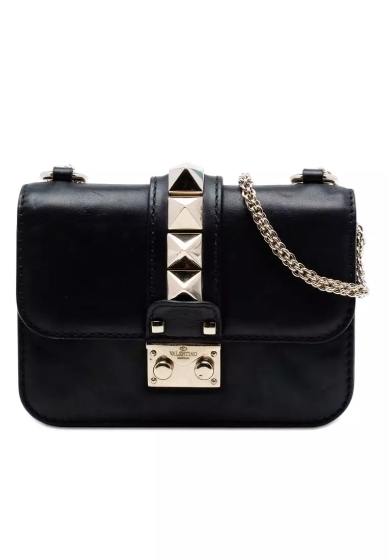 Valentino Pre-Loved Valentino Mini Leather Rockstud Glam Lock Crossbody ...