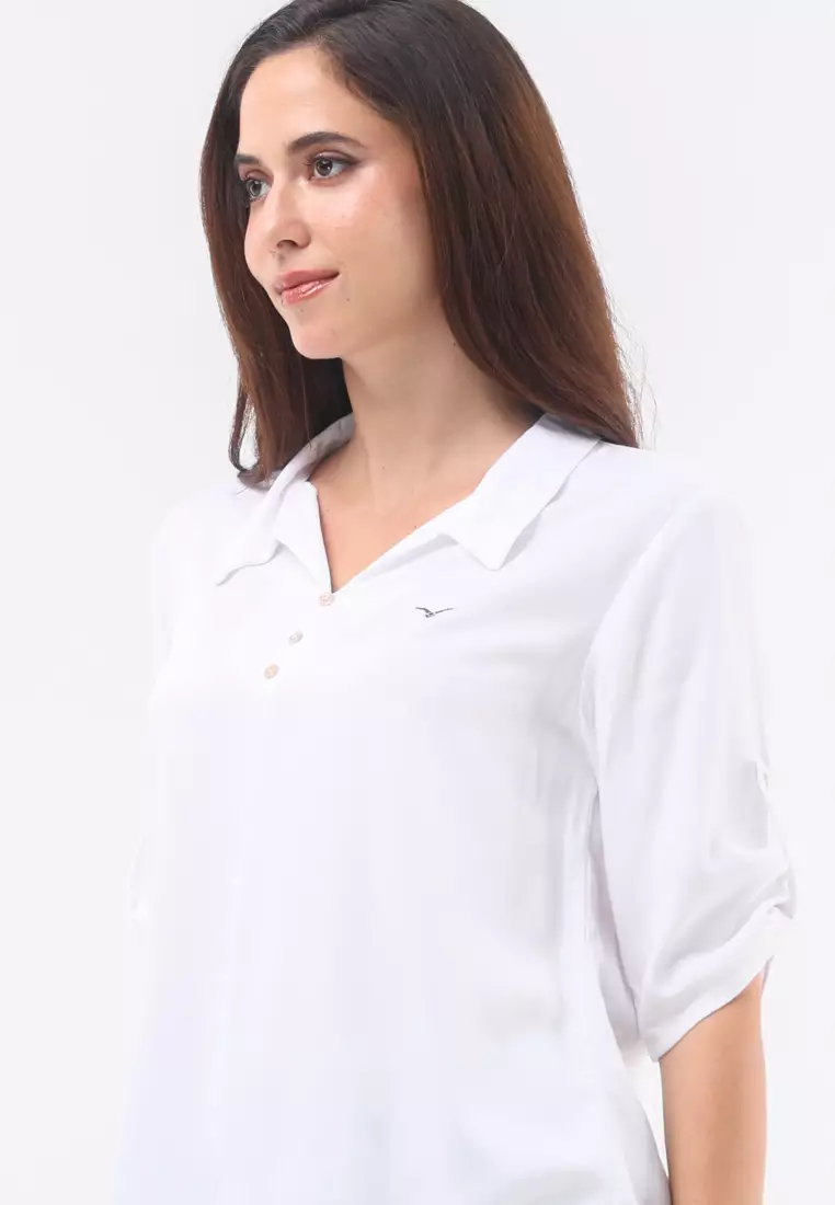 Buy Freego Ladies Plain Single Bold Twill 3/4 Blouse 2025 Online ...