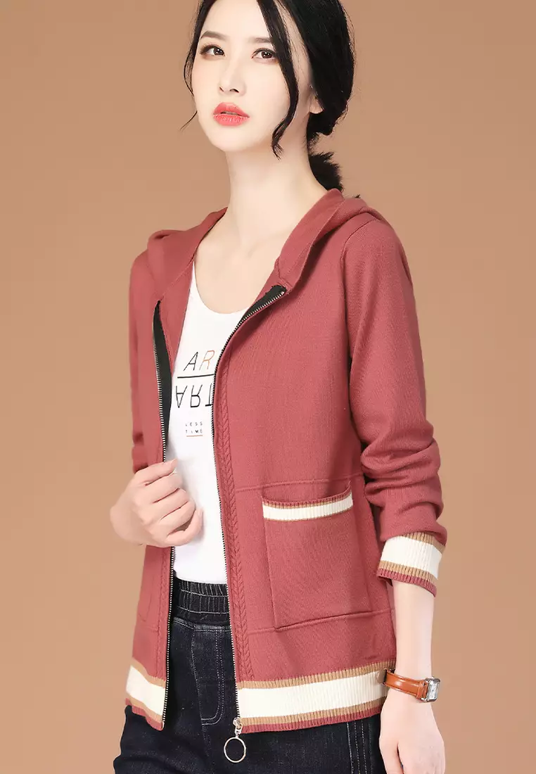 Buy Its Me Simple Colorblock Hooded Knit Jacket 2025 Online | ZALORA ...